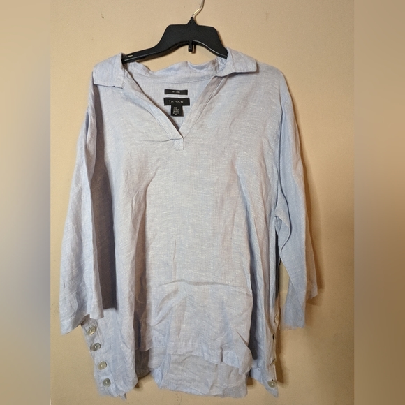 Tahari | Tops | Tahari Linen Blouse | Poshmark